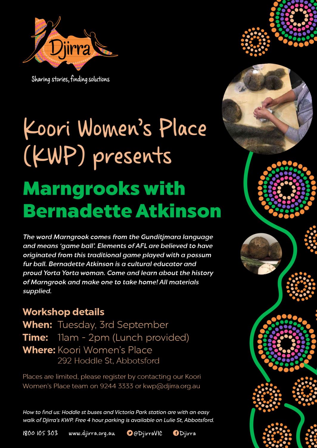 Marngrooks with Bernadette Atkinson – Abbotsford – 3 September | Djirra ...