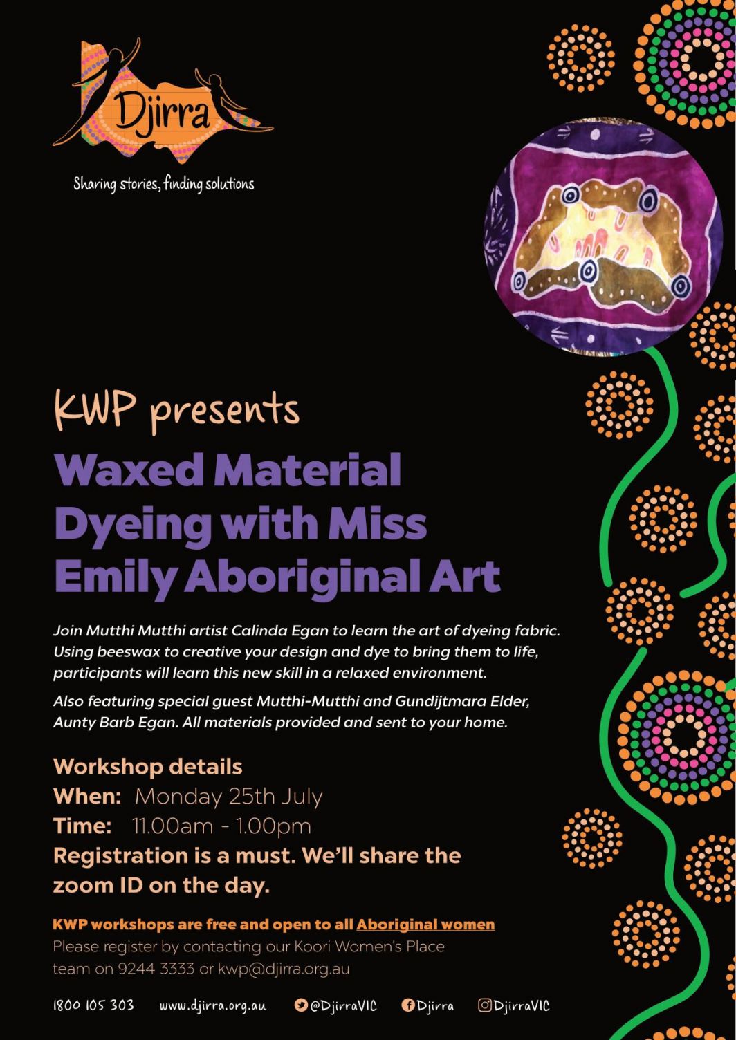 Material Dyeing with Miss Emily Aboriginal Art – Monday 25 July – FULL ...