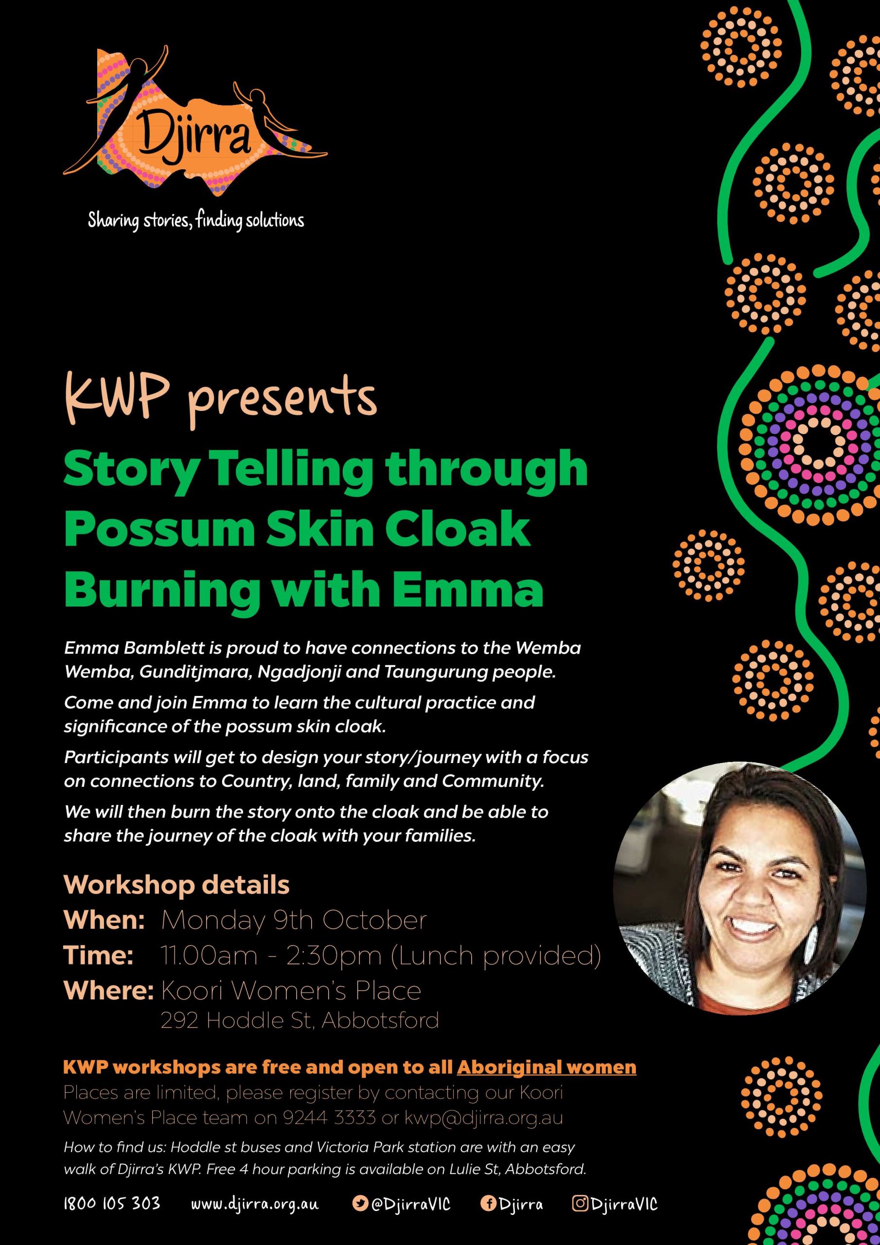 Story Telling through Possum Skin Cloak Burning- Monday 9th October ...